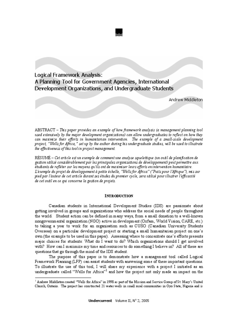 Logical Framework Analysis for Development Projects | PDF | Capacity ...