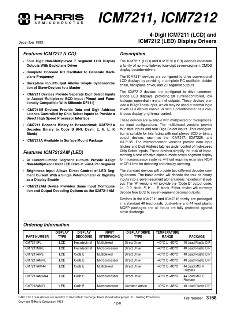 ICM7211 | PDF | Electronic Oscillator | Electronics