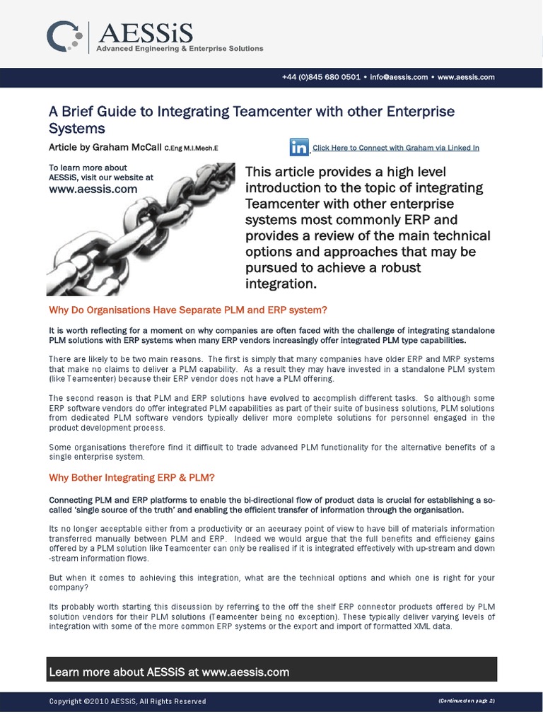 Brief Guide To Integrating Teamcenter | PDF | Product Lifecycle ...