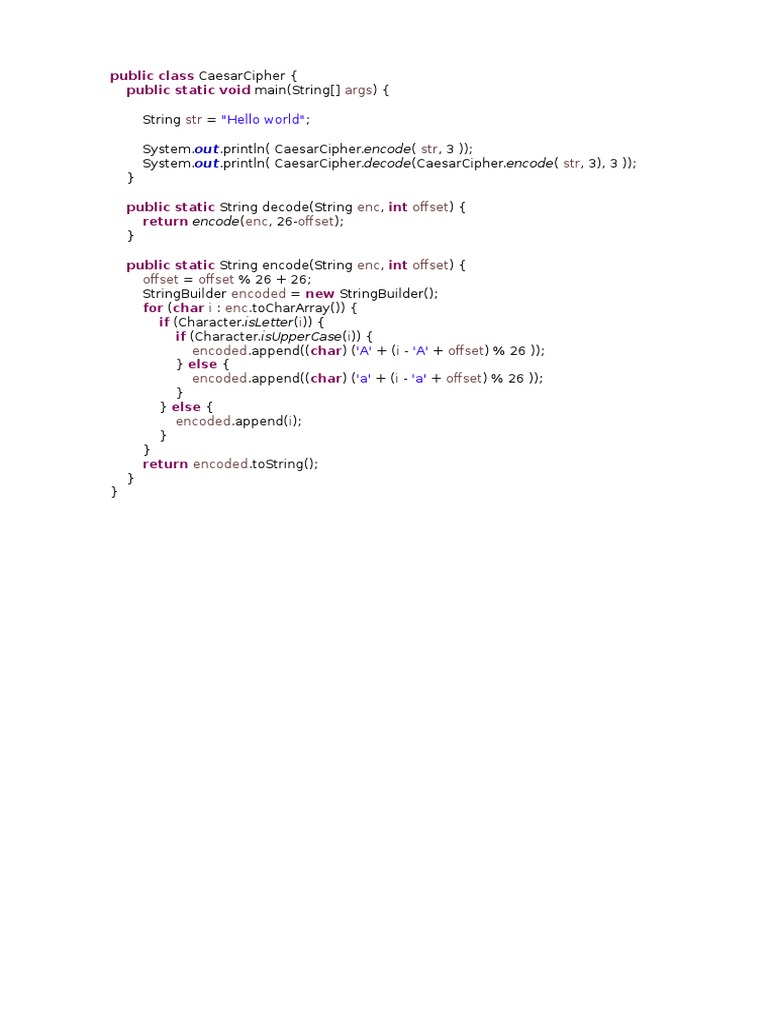 Caesar Cipher String Encoding/Decoding | PDF