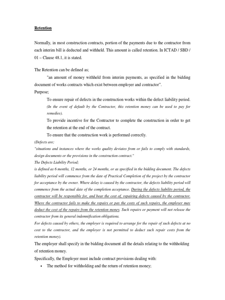 Retention in Construction | PDF | Construction Bidding | Withholding Tax