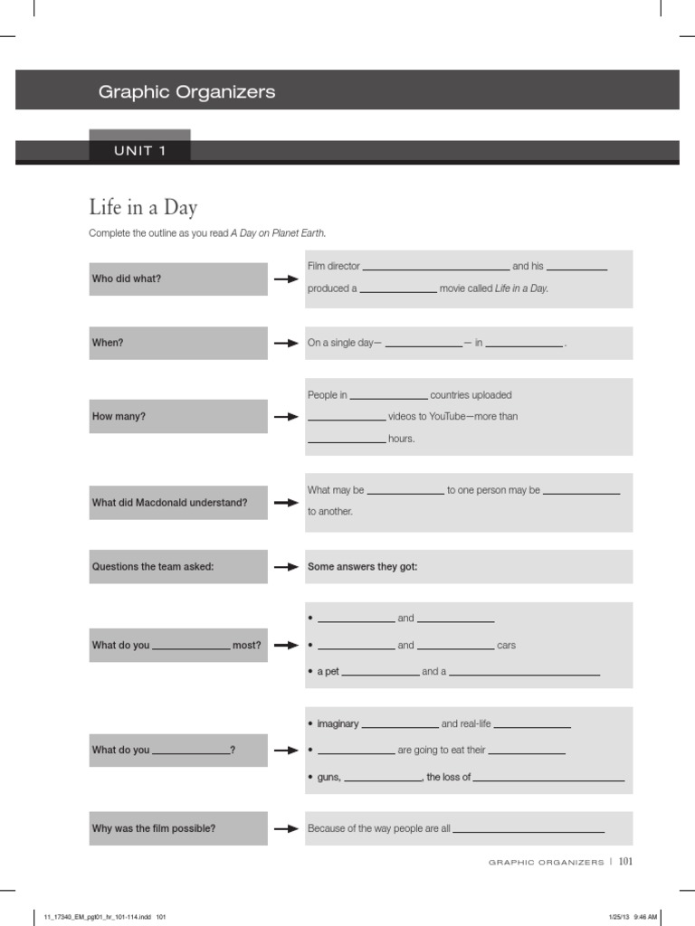 Life in A Day: Graphic Organizers | PDF