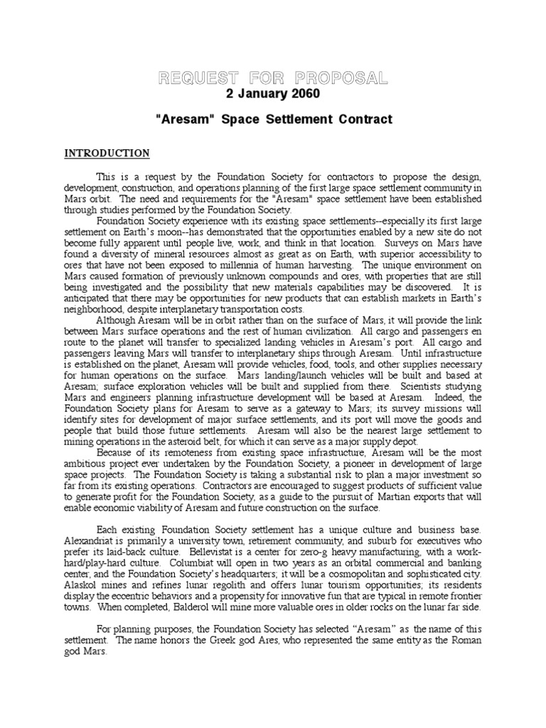 2015 ISSDC Request For Proposal | PDF | Space Colonization | Mars