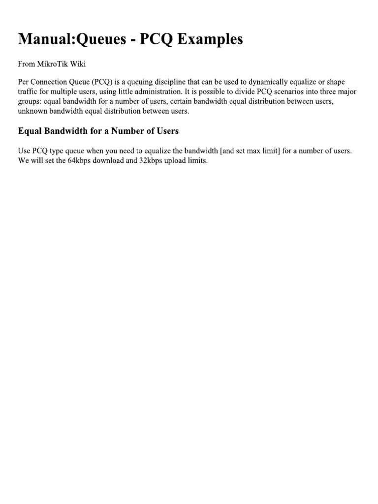 Manual - Queues - PCQ Ejemplos Mikrotik | PDF