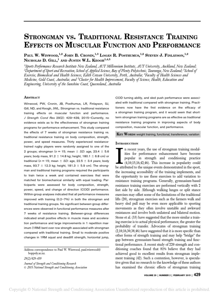 Strongman Vs Traditional Resistance Training | PDF | Strength Training ...