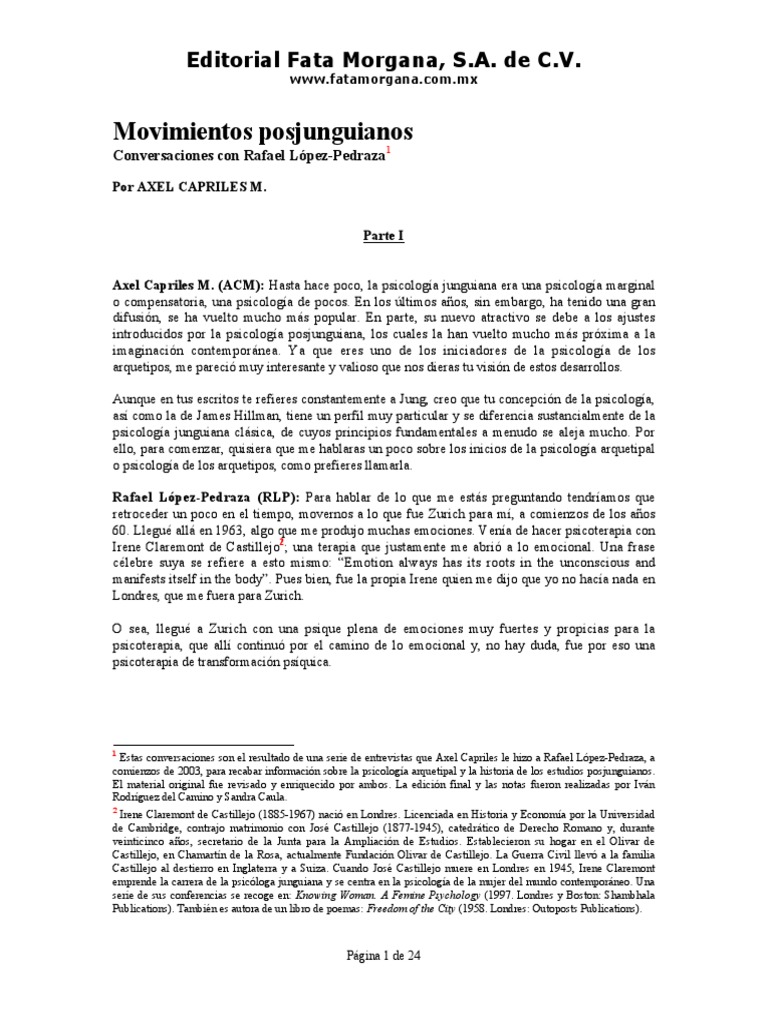 Rafael Lopez-Pedraza Entrevista Por Axel Capriles | PDF | Psicologia ...
