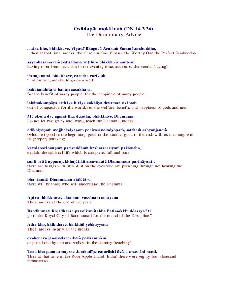 Ovada Patimokkha | PDF | Religious Comparison | Simple Living