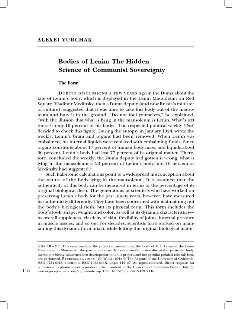 ALEXEI YURCHAK, Bodies of Lenin: The Hidden Science of Communist ...