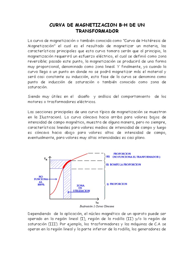 Curva de Magnetización B-H en Transformadores | PDF | Histéresis ...