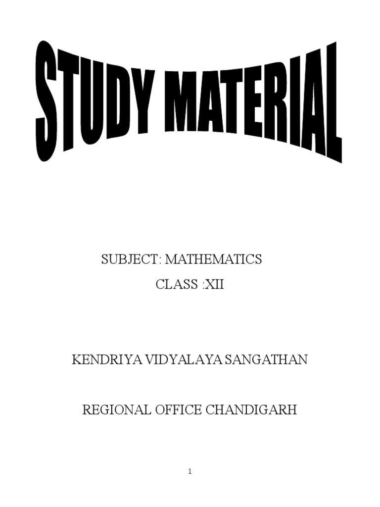 CBSE - Maths Study Material For Class 12 | PDF | Plane (Geometry ...