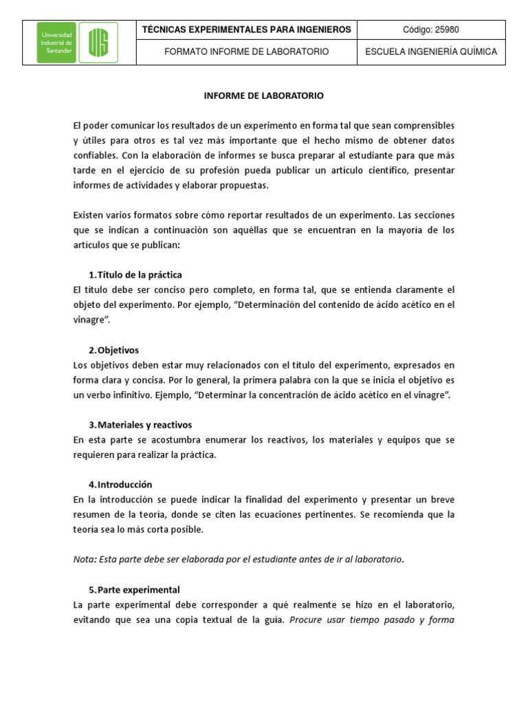 Formato Informe de Laboratorio | PDF | Laboratorios | Science