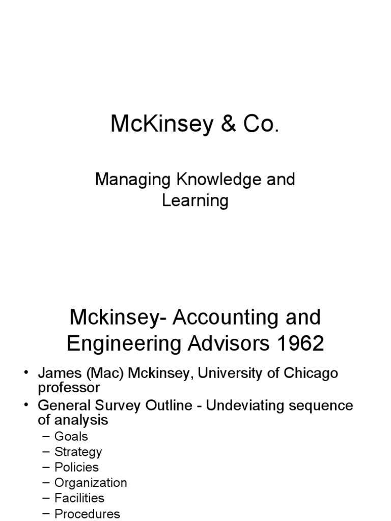 Mckinsey & Co. Managing Knowledge and Learning | PDF | Mc Kinsey ...