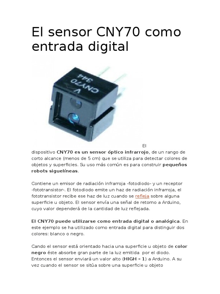 El Sensor CNY70 Como Entrada Digital | PDF | Reflexión (Física) | Diodo emisor de luz