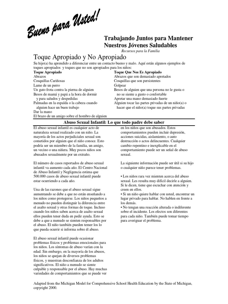 Toques Buenos Toques Malos | PDF | Contraseña | Abuso sexual