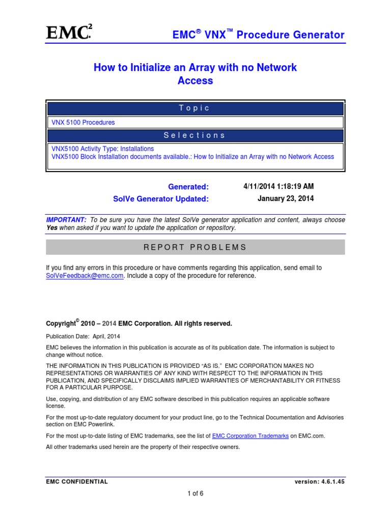 VNX 5100 - Initialize An Array With No Network Access | PDF | Ip ...