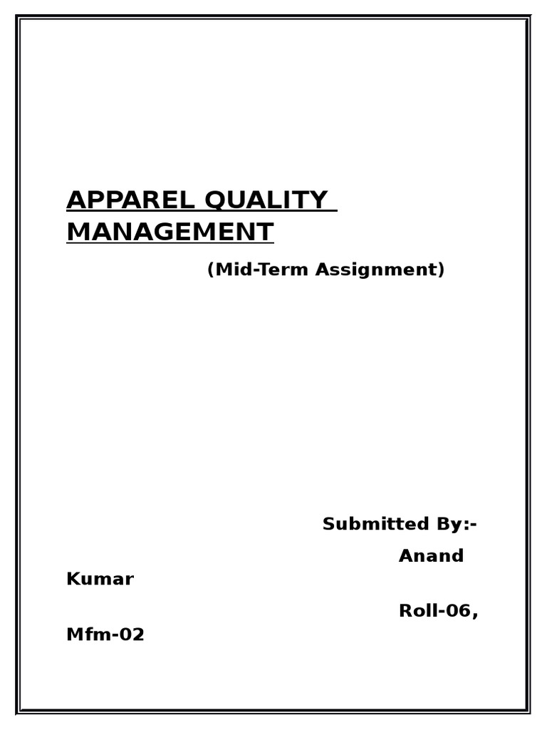 Apparel Quality Management | PDF | Quality Assurance | Quality (Business)