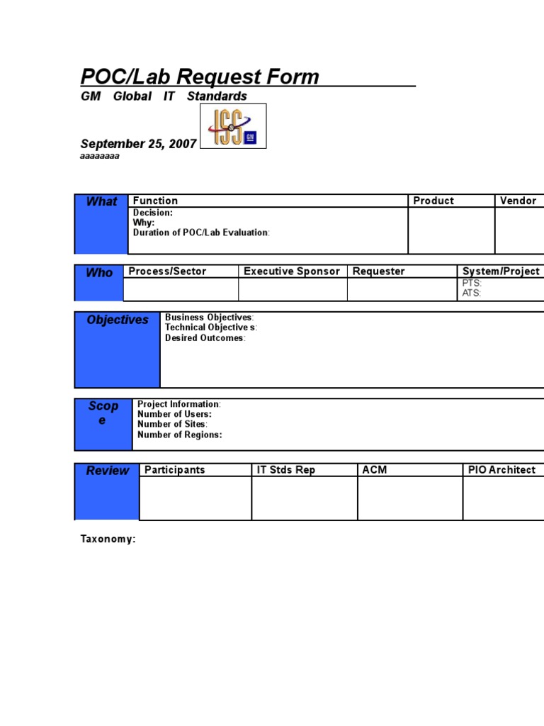 POC/Lab Request Form: GM Global IT Standards | PDF | Information ...