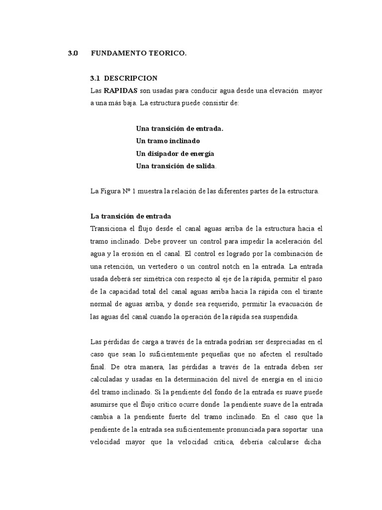 Diseño de Rápidas Hidráulicas | PDF | Turbulencia | Olas