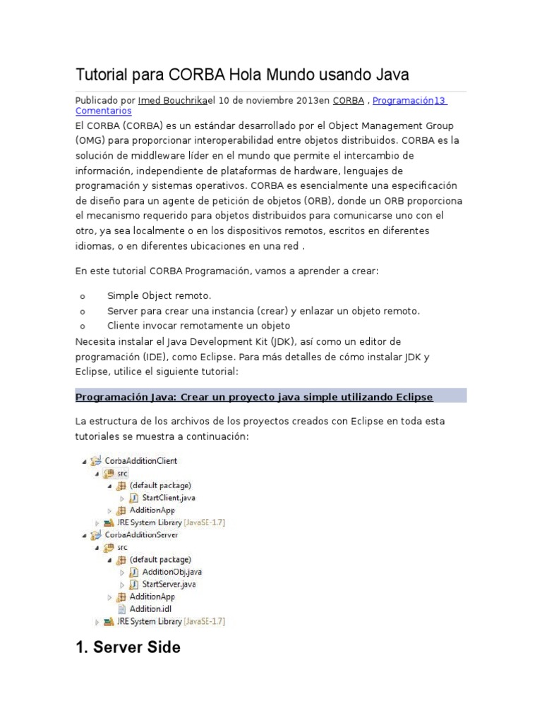 Paso A Paso Corba | PDF | Arquitectura de agente de solicitud de objeto común | Eclipse (software)