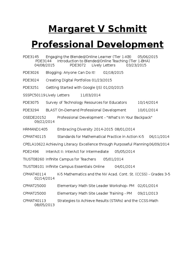 Professional Development Courses Overview | PDF
