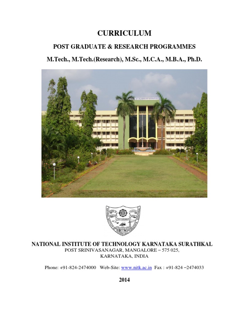 NITK PG R Curriculum 2014-1 2 PDF | PDF | Academic Term | Course Credit