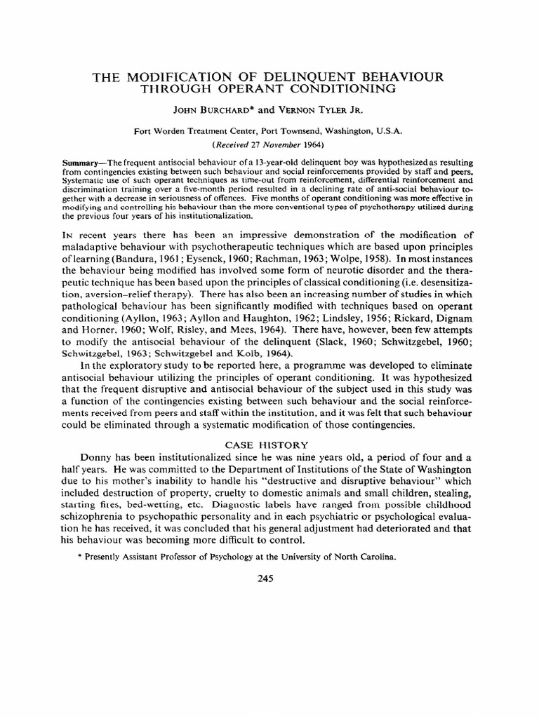 John Buchard & Vernon Tyler Jr. - The Modification of Delinquent ...