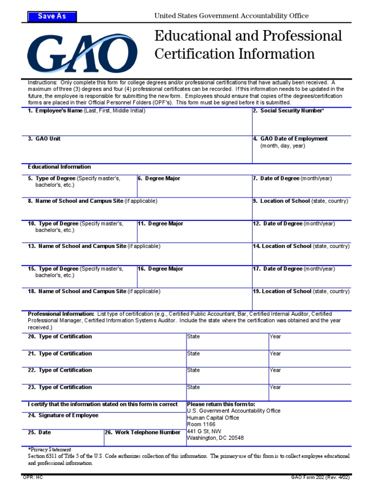 Gao 202 Form | PDF
