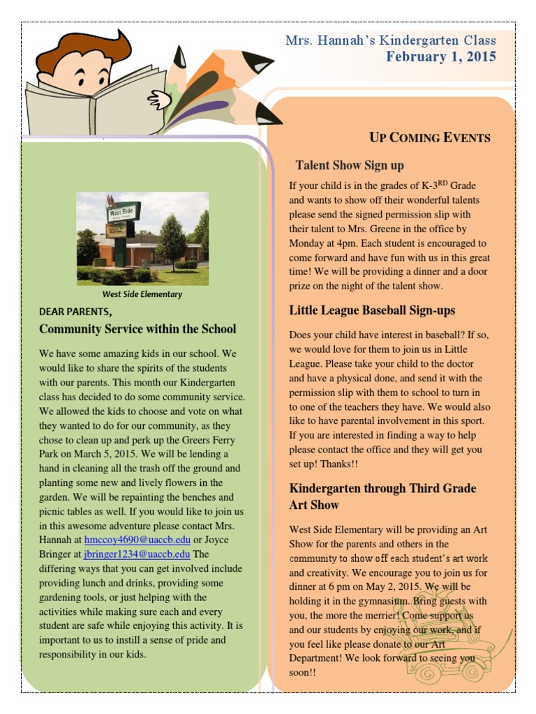 Mrs. Hannah's Kindergarten Class: February 1, 2015 | PDF