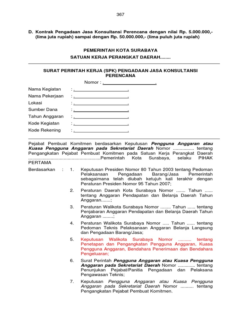 Contoh SPK Konsultan Perencana | PDF