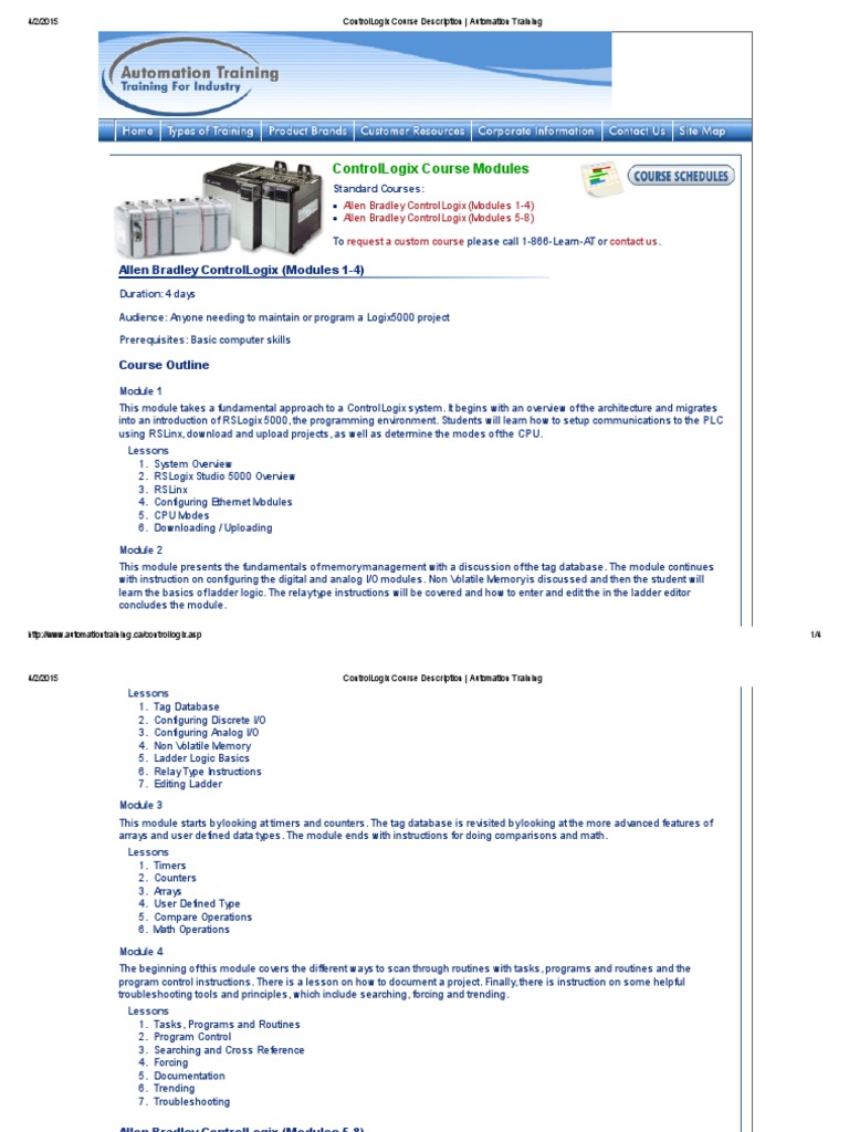 Controllogix Course Description Automation Training Programmable