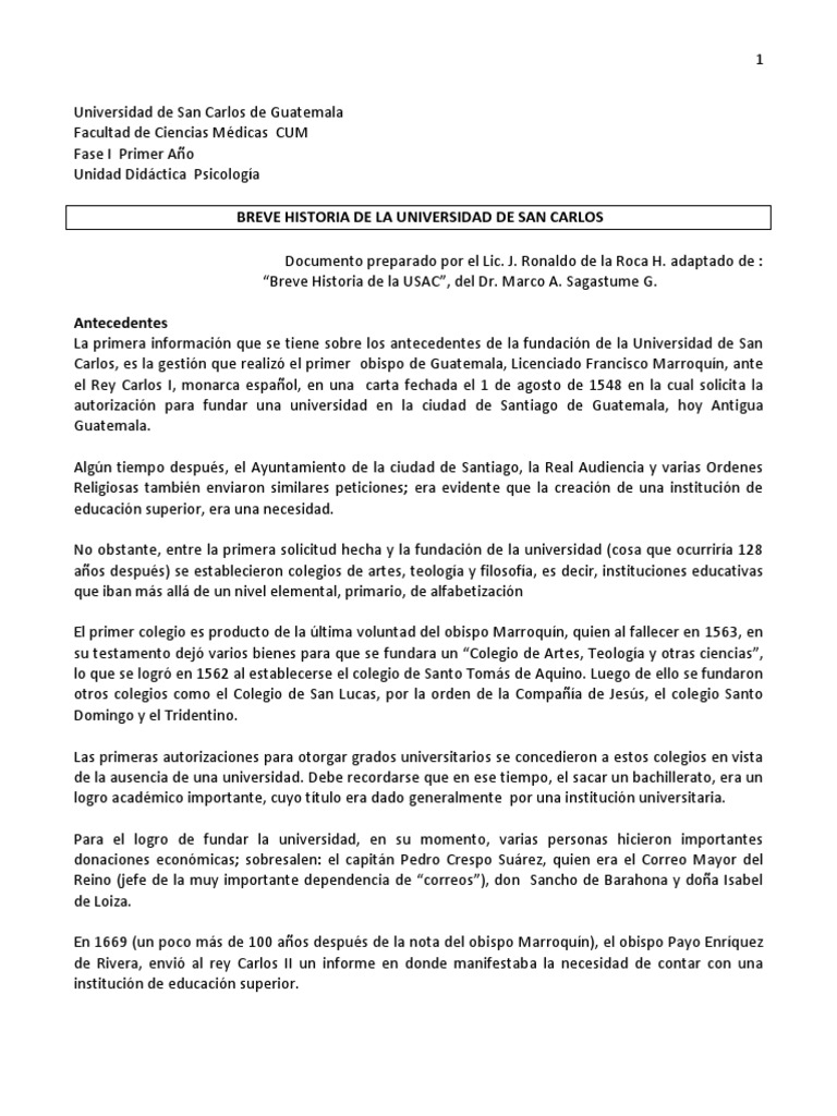 Historia de la USAC: Fundación y Cambios | PDF | Universidad | Guatemala