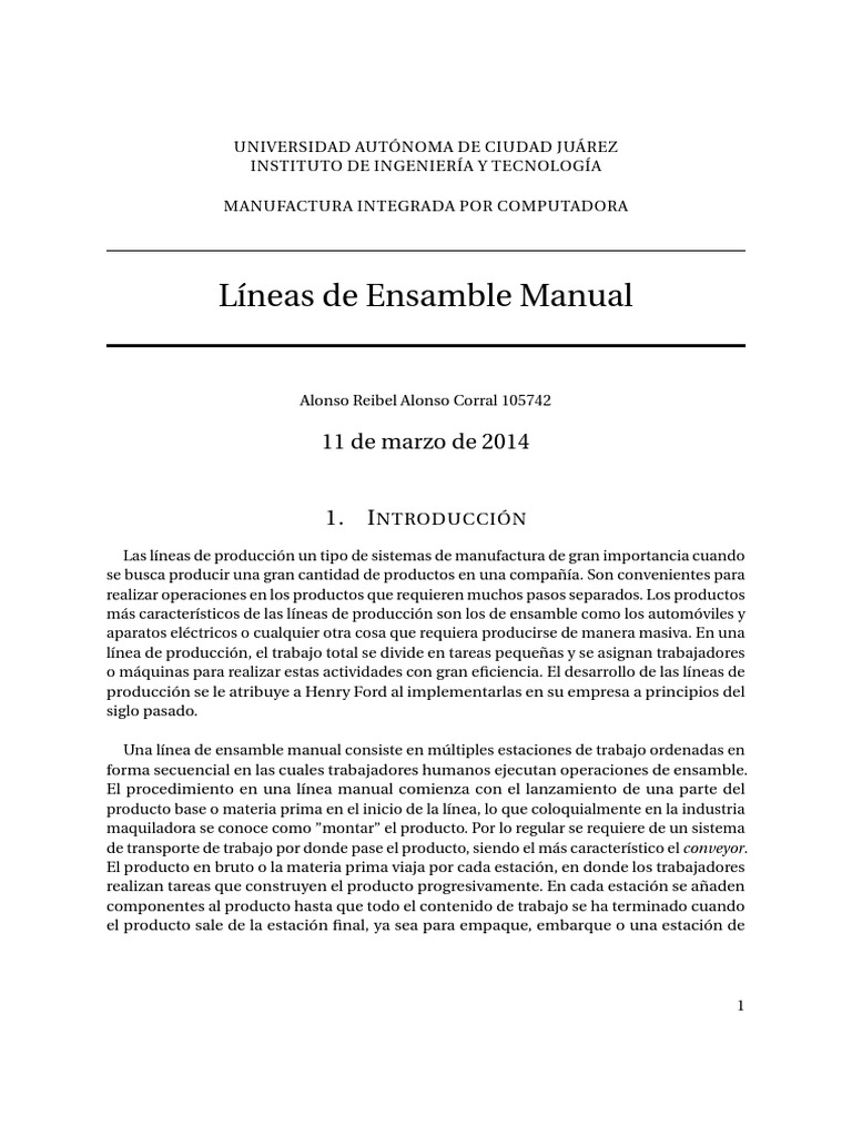 Línea de Ensamble Manual | PDF | Producto (Negocio) | Diseño