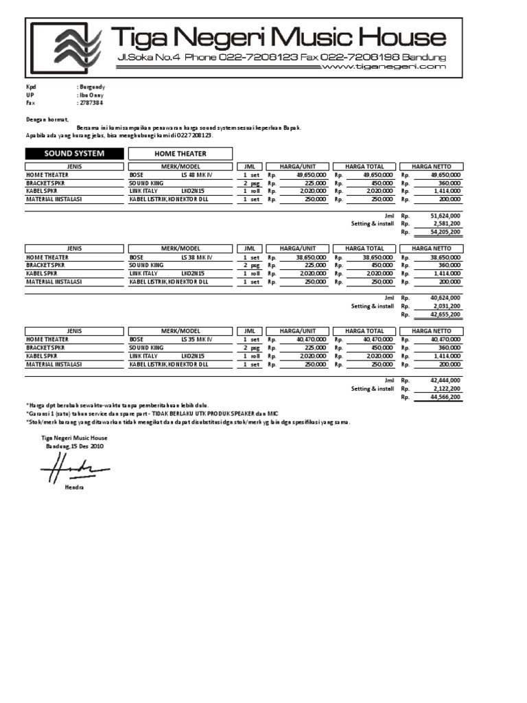 Sound System Price Quotation | PDF | Home & Garden