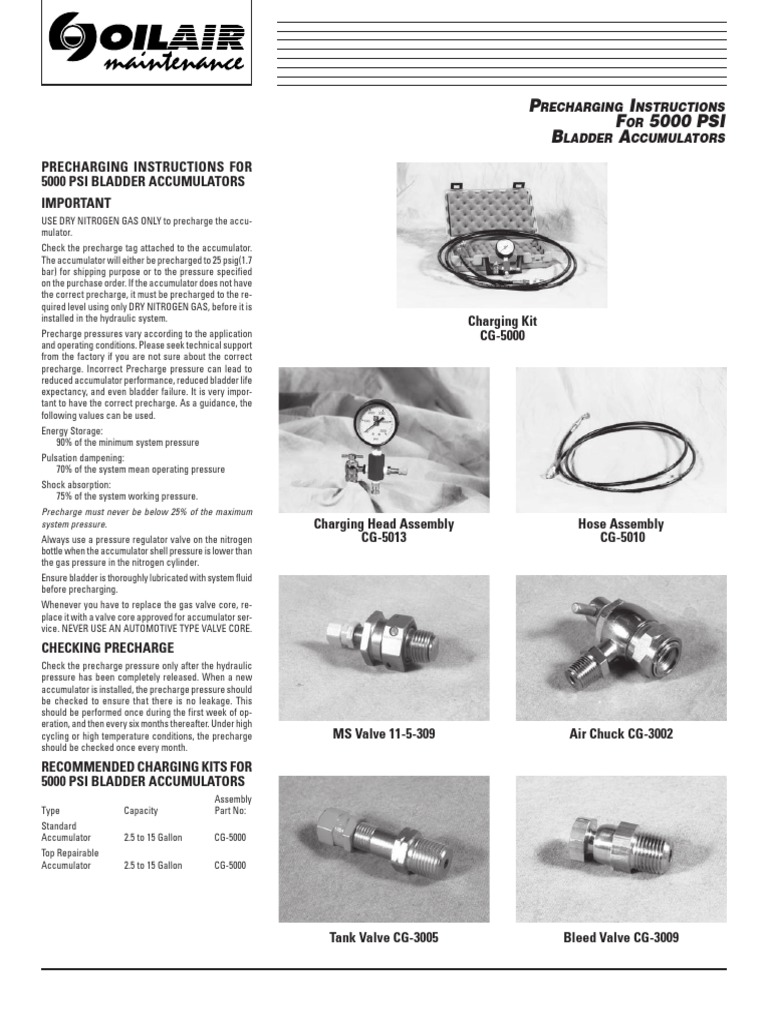 Precharge Kit 5000PSI PDF | PDF | Valve | Building Engineering