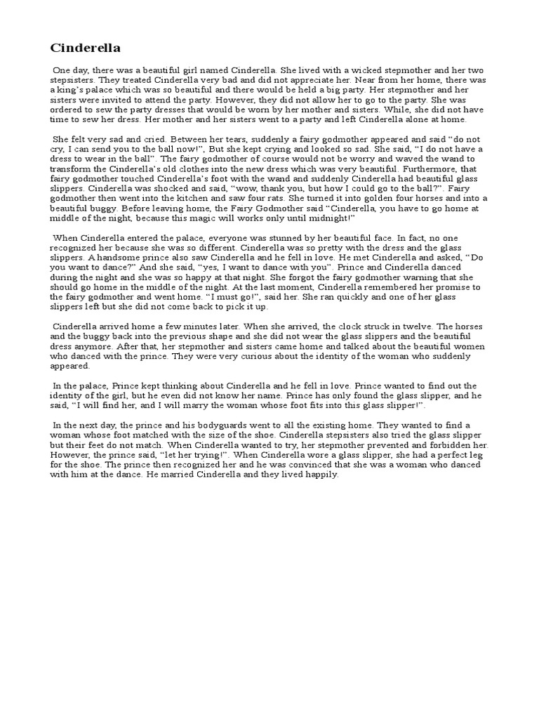 Cinderella: A Brief Fairy Tale Summary | PDF | Mystery, Thriller ...