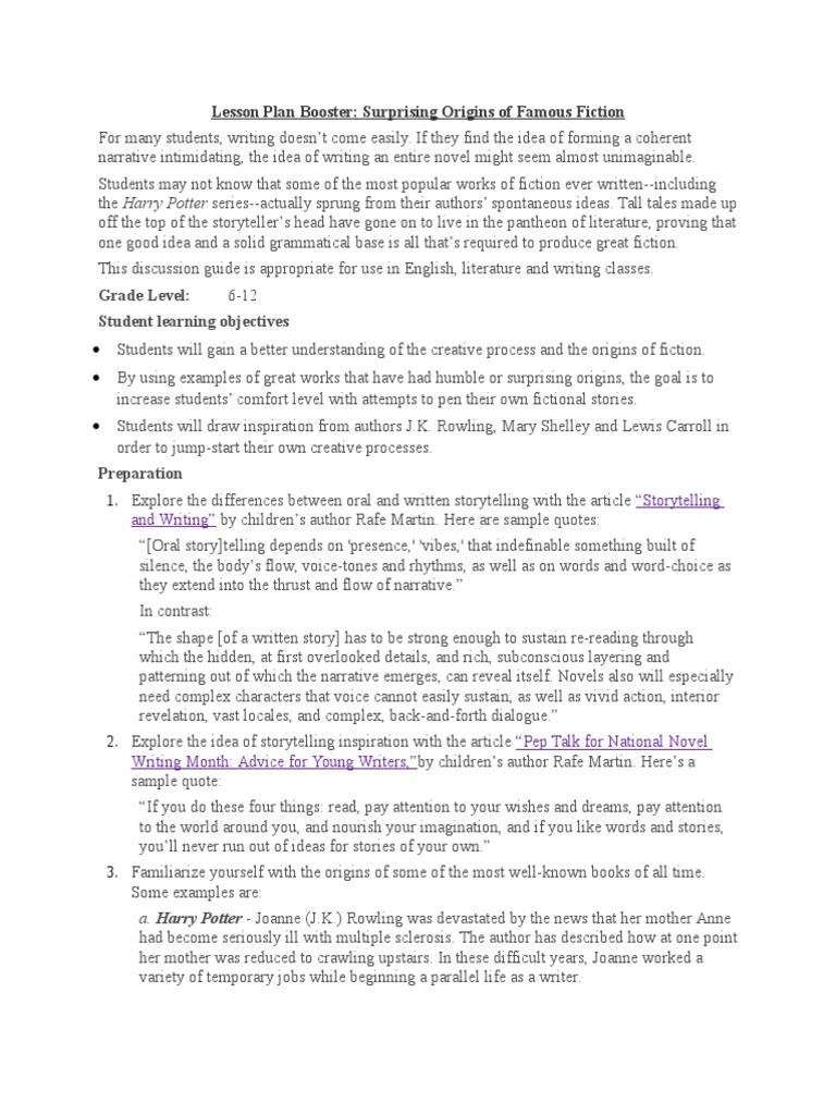 Inspiring Fiction: Lessons from Authors | PDF | Frankenstein | Harry Potter