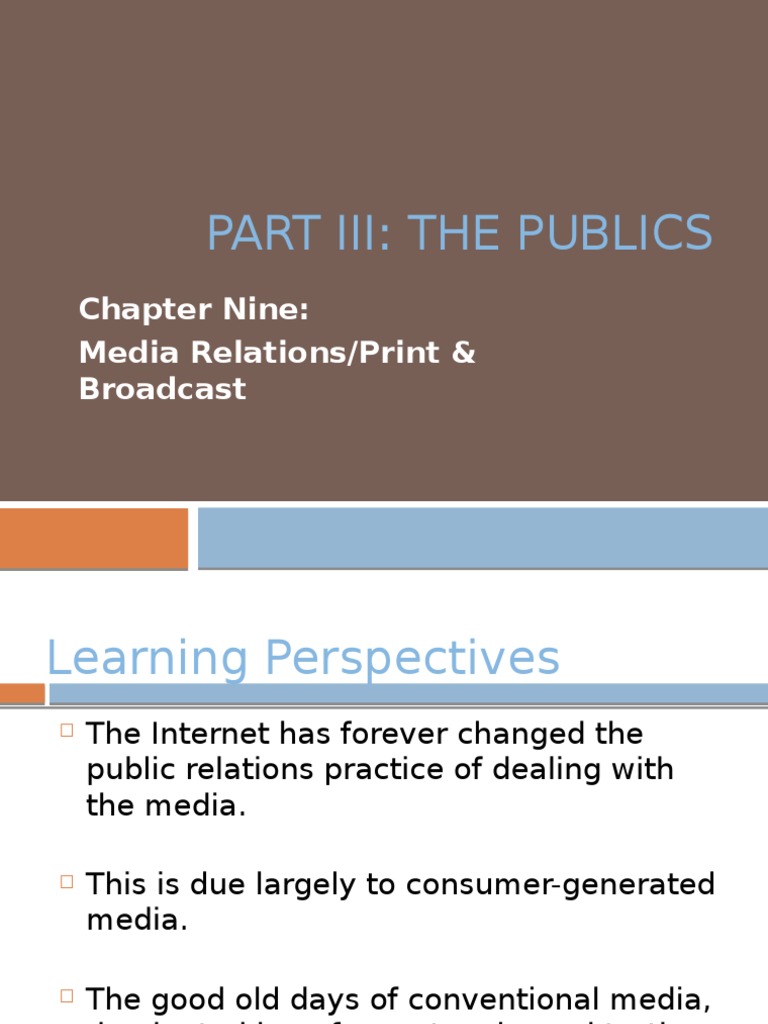 Chapter 9 Media Relations - Print and Broadcast | PDF | Journalism ...