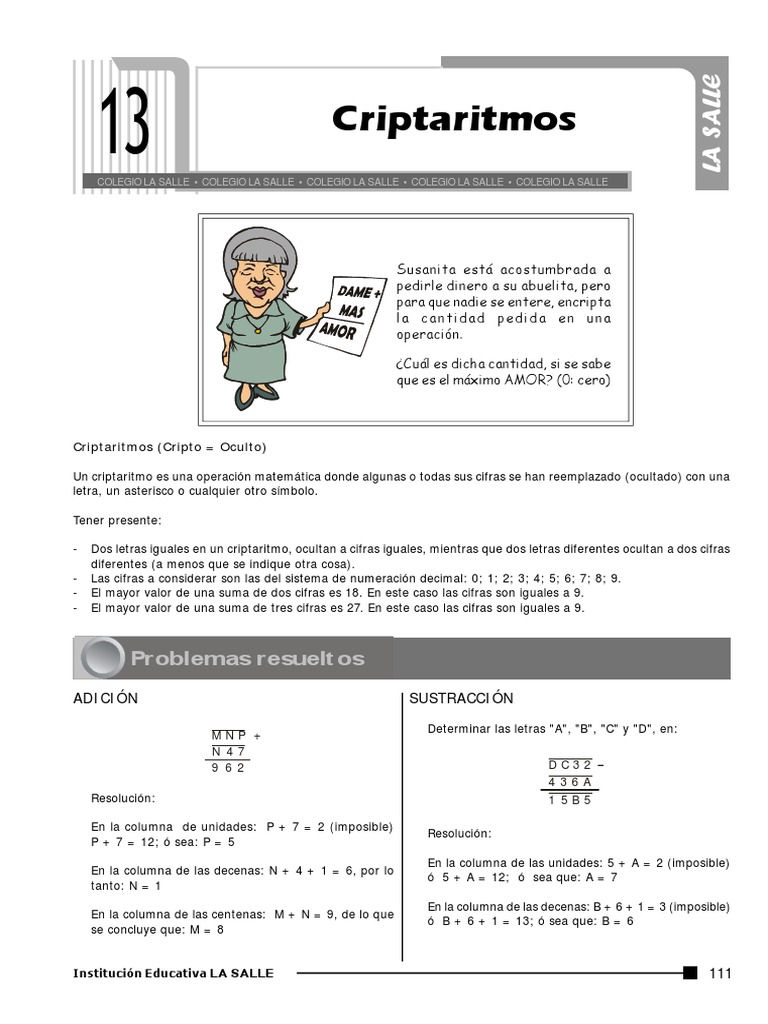 Criptaritmos | PDF | Sustracción | Matemática Elemental
