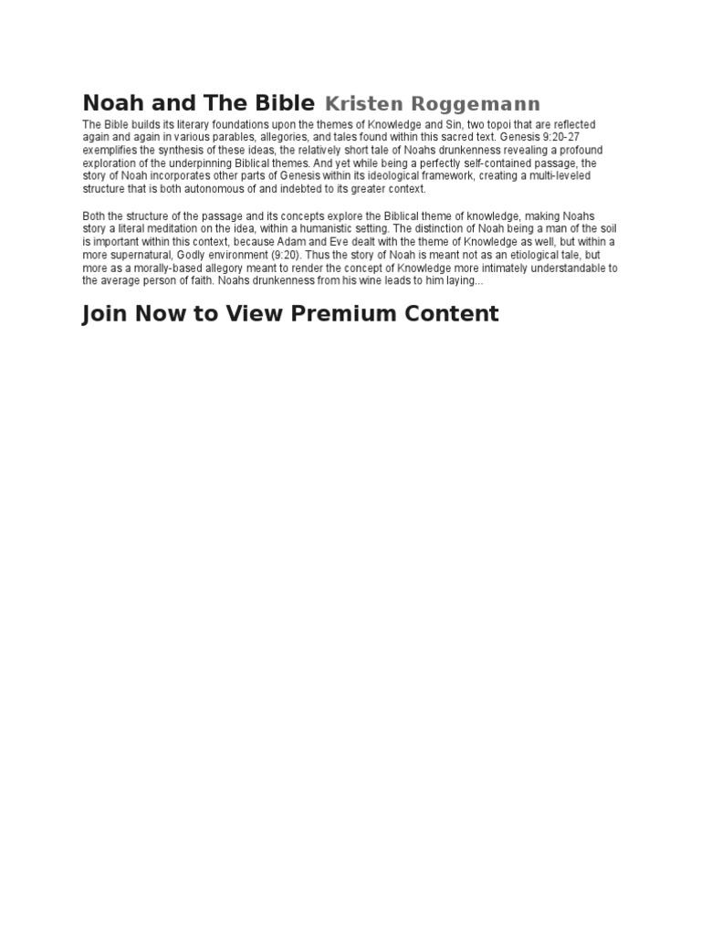 Noah's Drunkenness: Knowledge and Sin | PDF | Philosophy | General Fiction