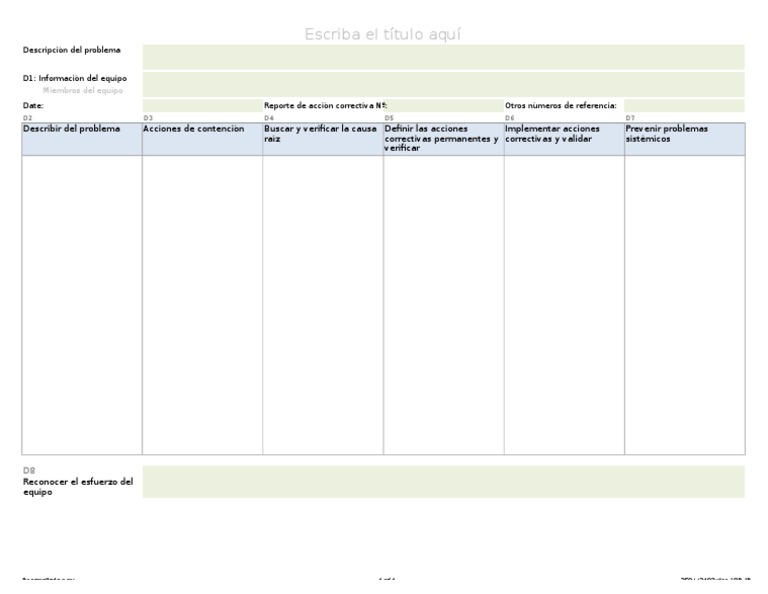 Formato de La Metodología 8D | PDF