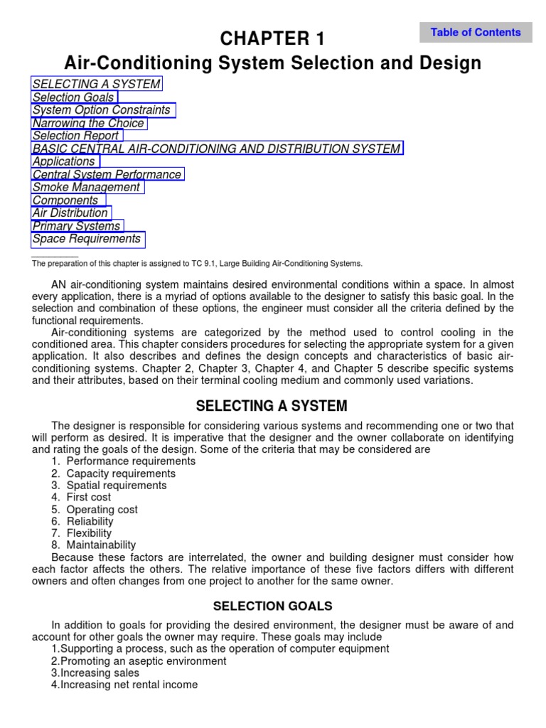Air Conditioning System Selection&Design | PDF | Hvac | Air Conditioning