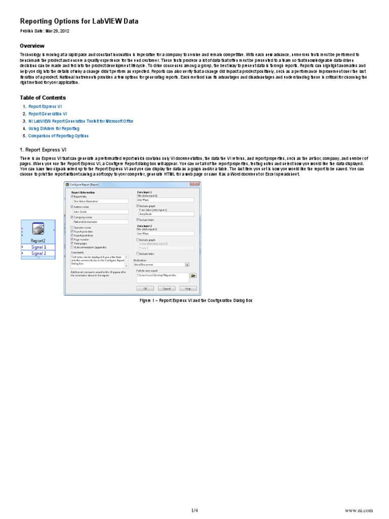 Reporting Options For LabVIEW Data | PDF | Visual Basic For ...