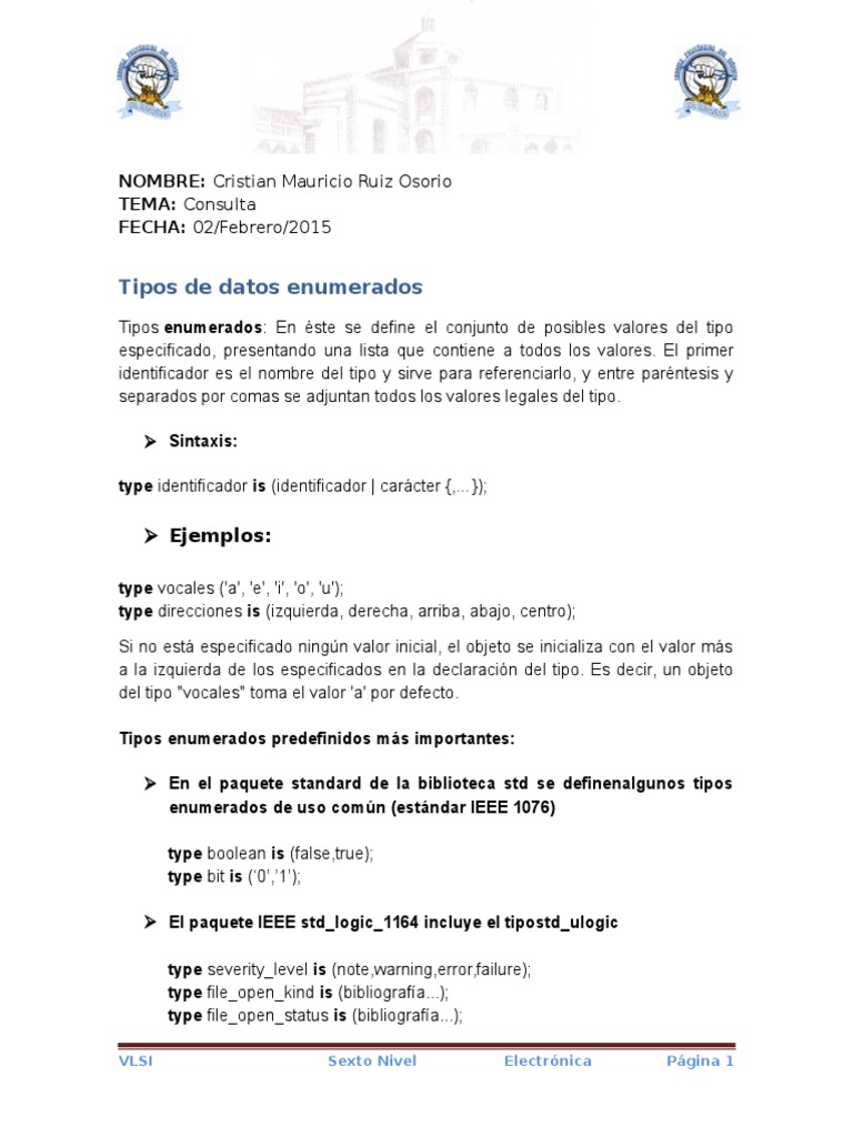 Tipos de Datos Enumerados en VHDL | PDF | Vhdl | Lenguaje de programación