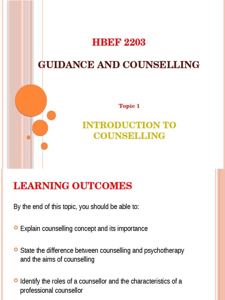 INTRODUCTION OF COUNSELLING | Psychotherapy | Attitude (Psychology)