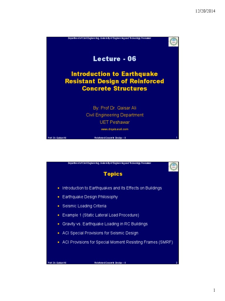 L-06-EQ-Resistant-Design-of RCC Structures | PDF | Earthquakes ...