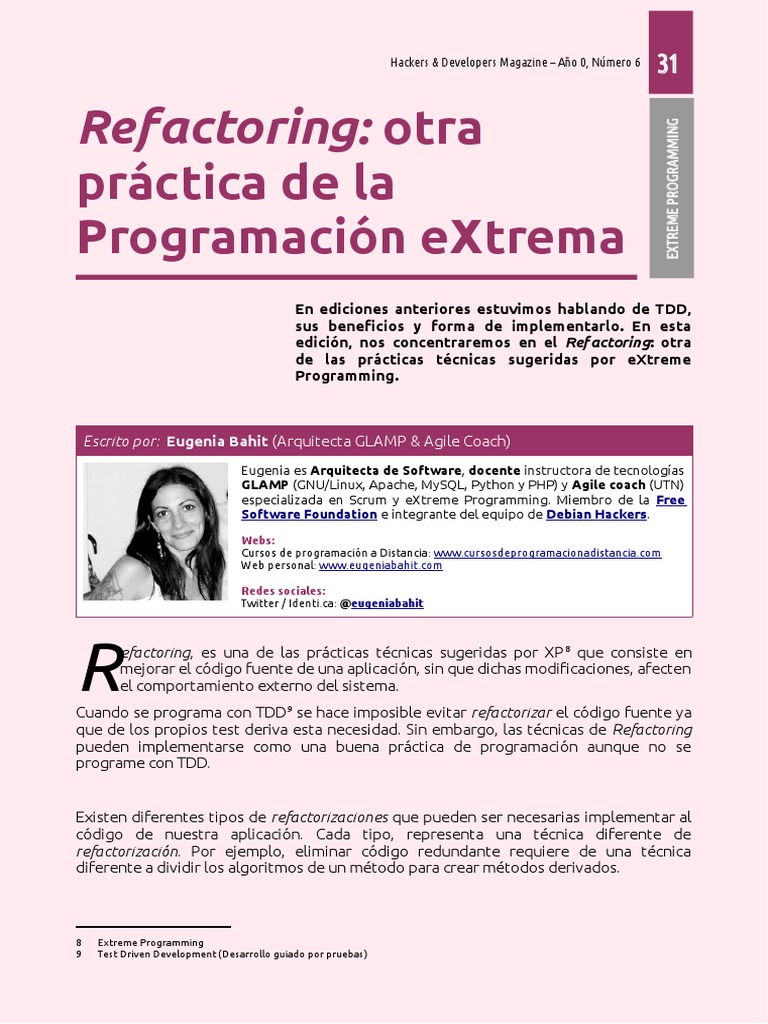 XP - Refactoring I | PDF | Desarrollo guiado por pruebas | Programación ...