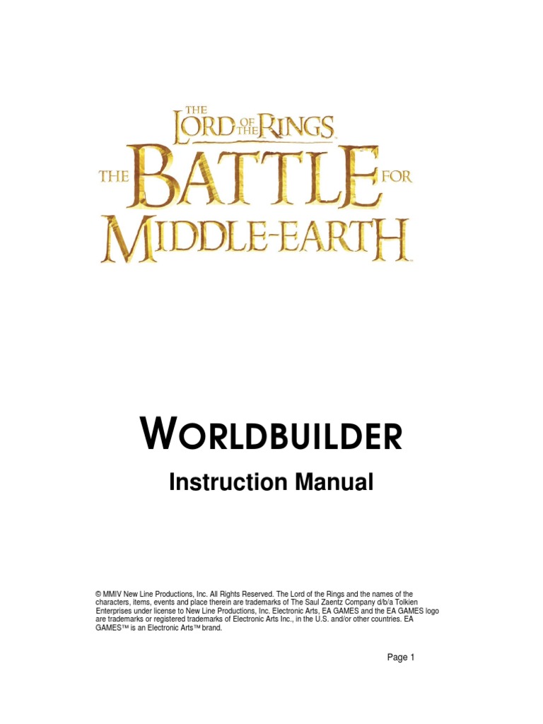 "The Battle For Middle-Earth" WorldBuilder Manual | PDF | Computing | Software