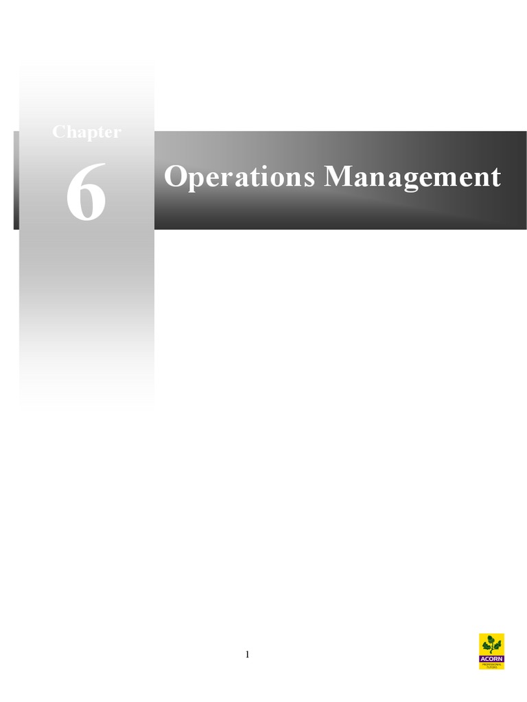 CIMA E1 - OM - Chapter - 6 | PDF | Business Process | Lean Manufacturing