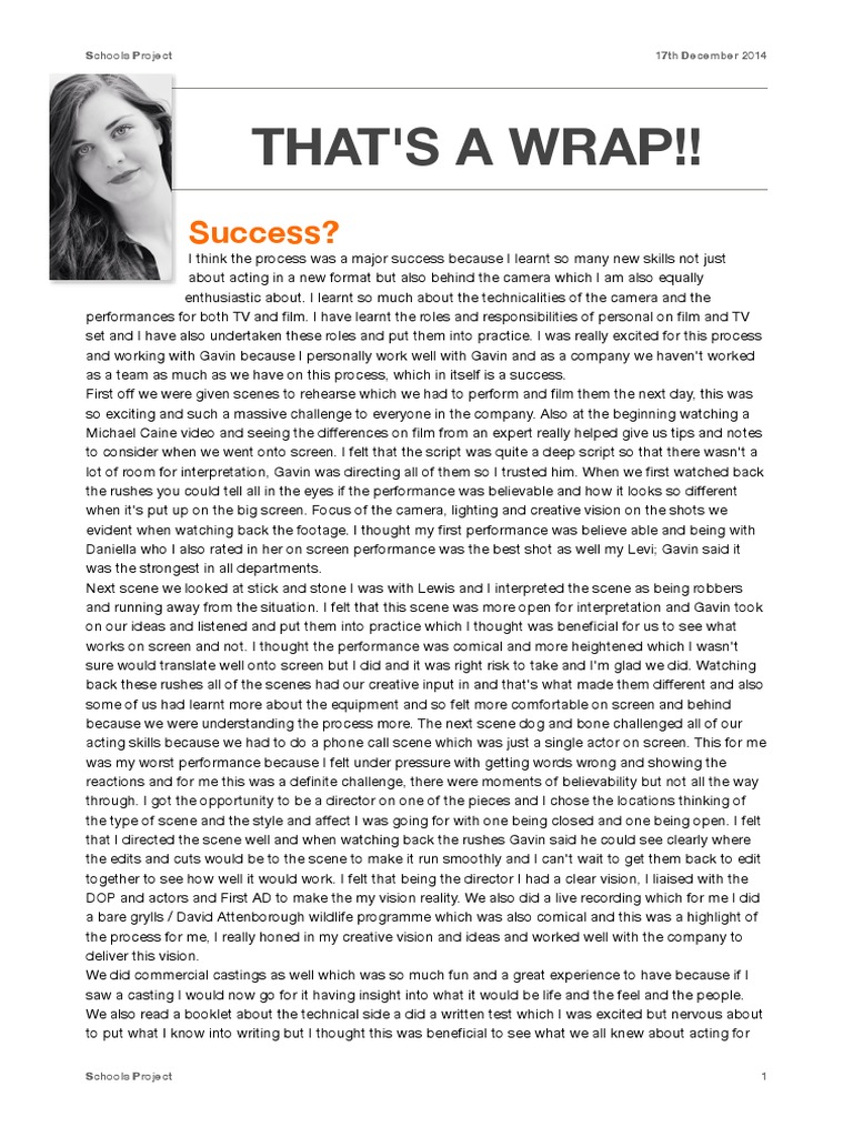 That's A Wrap!! | PDF | Creativity | Leisure