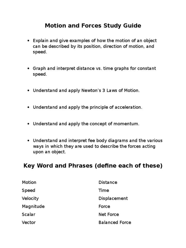 Forces and Motion Study Guide | PDF